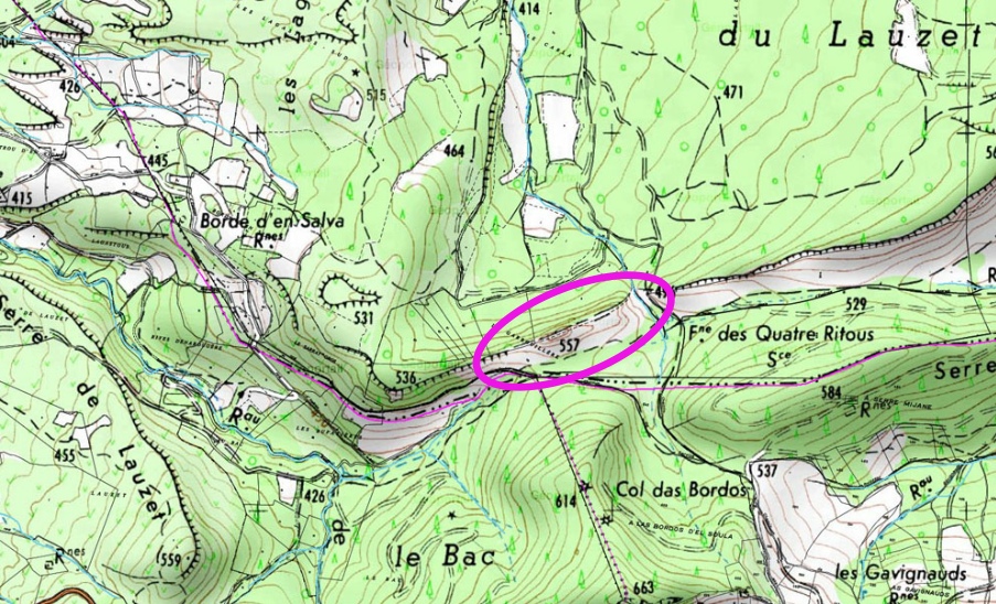 Localisation des Rochers de la Rouïre sur la carte IGN Quillan